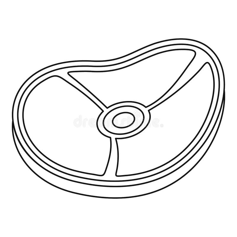 Meat steak icon outline stock vector. Illustration of food - 91907173