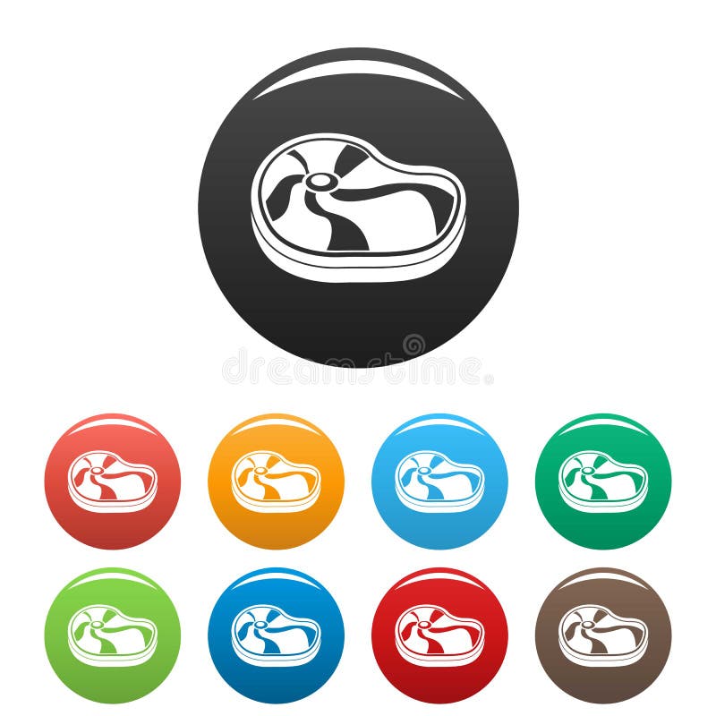Meat steak icons set color stock vector. Illustration of piece - 142248108