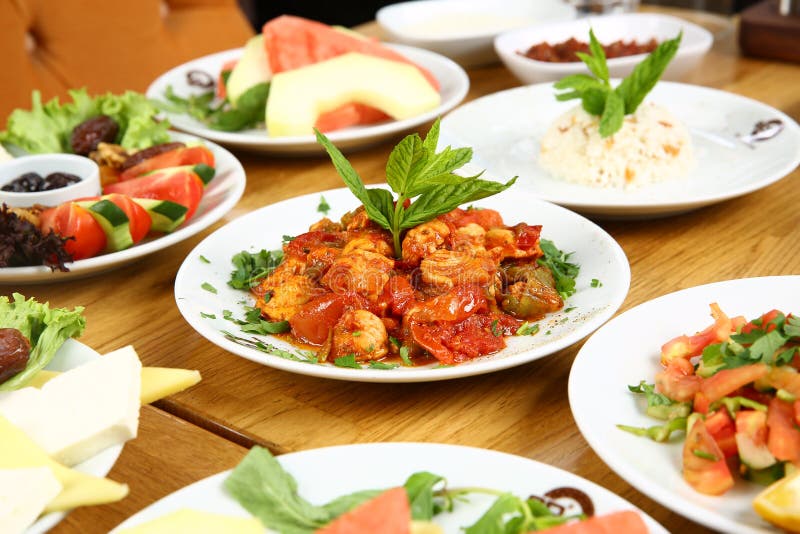 Meat stew on dinner table stock photo. Image of braise - 96662396