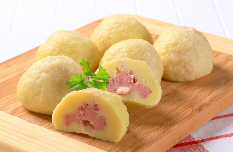 Meat Stuffed Potato Dumplings with Shredded Cabbage Stock Image - Image ...