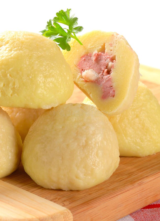 Meat Stuffed Potato Dumplings with Shredded Cabbage Stock Image - Image ...