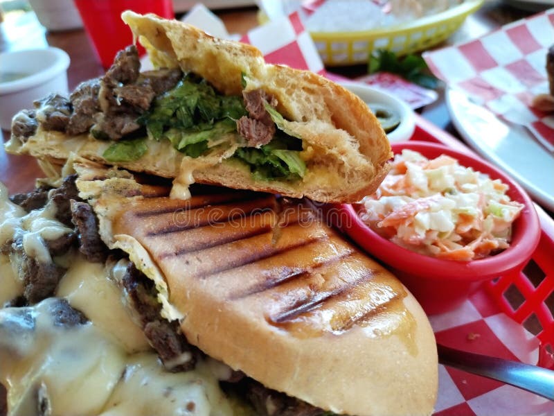 Meat Sub with Melted Cheese and Avocado Stock Image - Image of melted ...