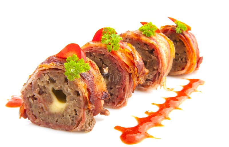 Meat sushi roll stock photo. Image of sauce, minced - 106624854