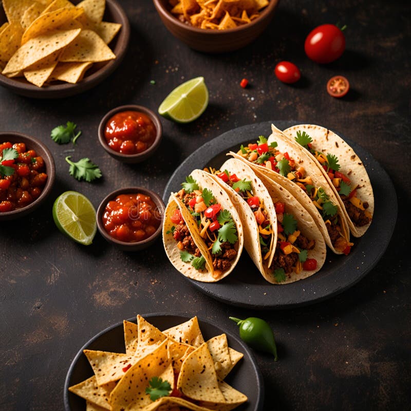 Meat Tacos with Carne or Durum Wheat with Vegetables. Stock ...