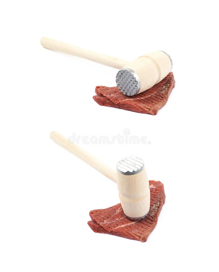 Meat Tenderrizer Over the Slice of Meat Stock Photo - Image of juicy ...