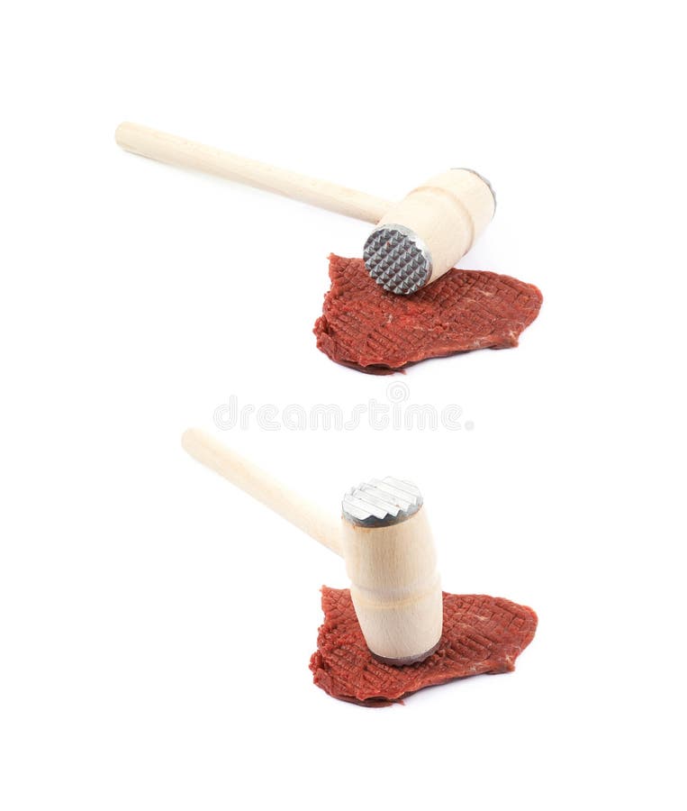 Meat Tenderrizer Over the Slice of Meat Stock Photo - Image of meat ...