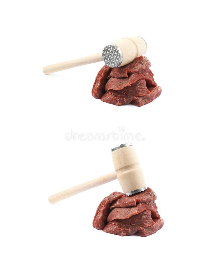 Meat Tenderrizer Over the Slice of Meat Stock Photo - Image of juicy ...