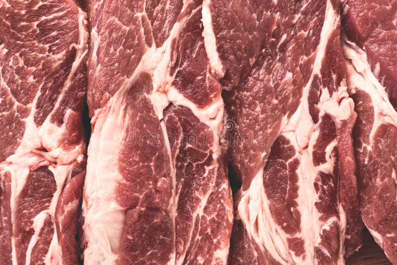 Meat Texture with Fat Pattern. Fresh Raw Meat Sliced Stock Photo ...
