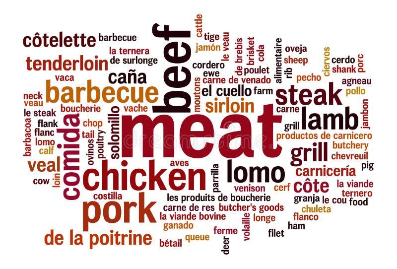 Meat variations word cloud stock illustration. Illustration of calf ...
