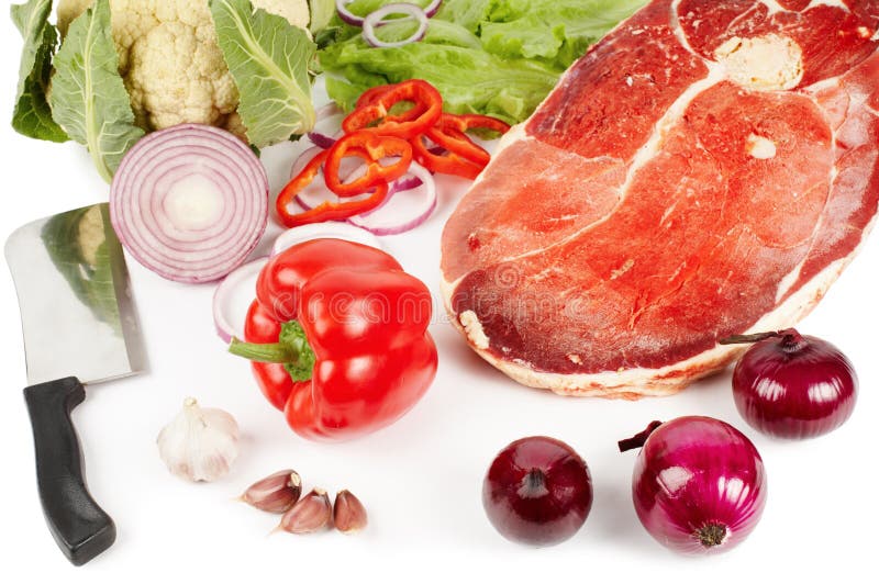 Meat and Vegetable Ingredients Stock Photo - Image of cook, ingredients ...