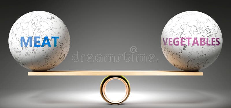 Meat and Vegetables in Balance Stock Illustration - Illustration of ...