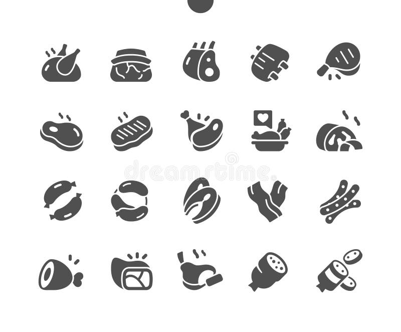 Meat 2 Well-crafted Pixel Perfect Vector Solid Icons Stock Vector ...