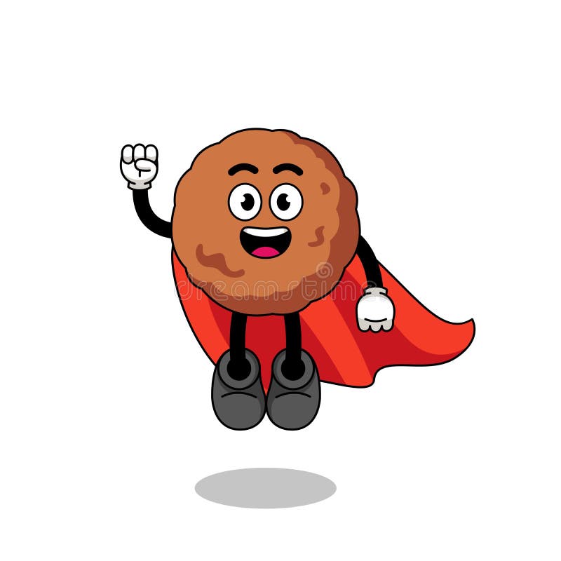 Meatball Cartoon with Flying Superhero Stock Vector - Illustration of ...