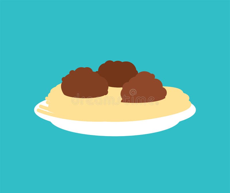 Meatball with Pasta Isolated. Food Vector Illustration Stock Vector ...