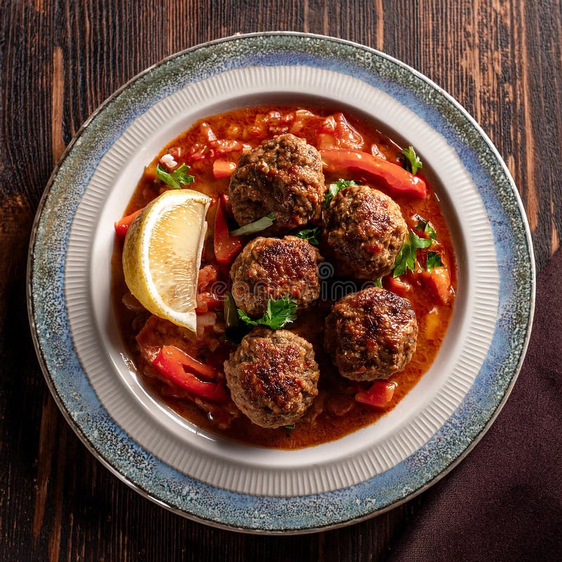 Meatball Plate Cooked and Served by Using Turkish Cuisine Style Stock ...
