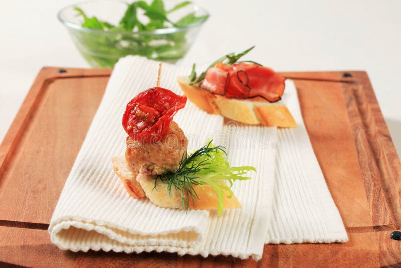 Canapes With Prosciutto Crudo And Gorgonzola Stock Image - Image of ...