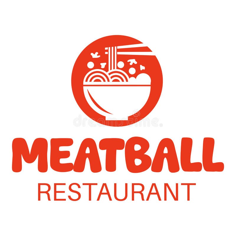 Meatball Restaurant Minimalist Logo Design Stock Vector - Illustration ...