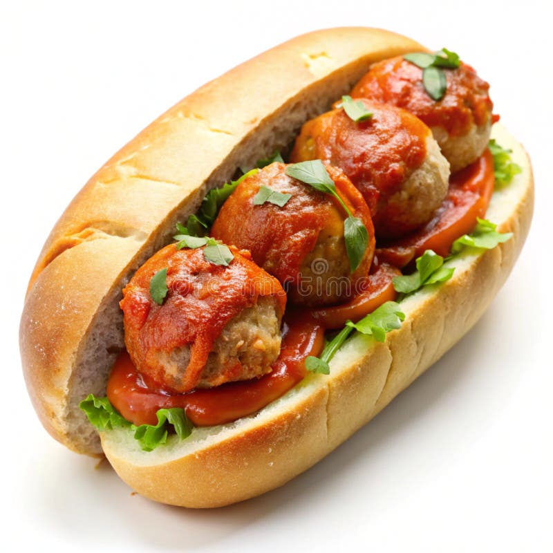 Meatball Sub Isolated on White Background Stock Illustration ...