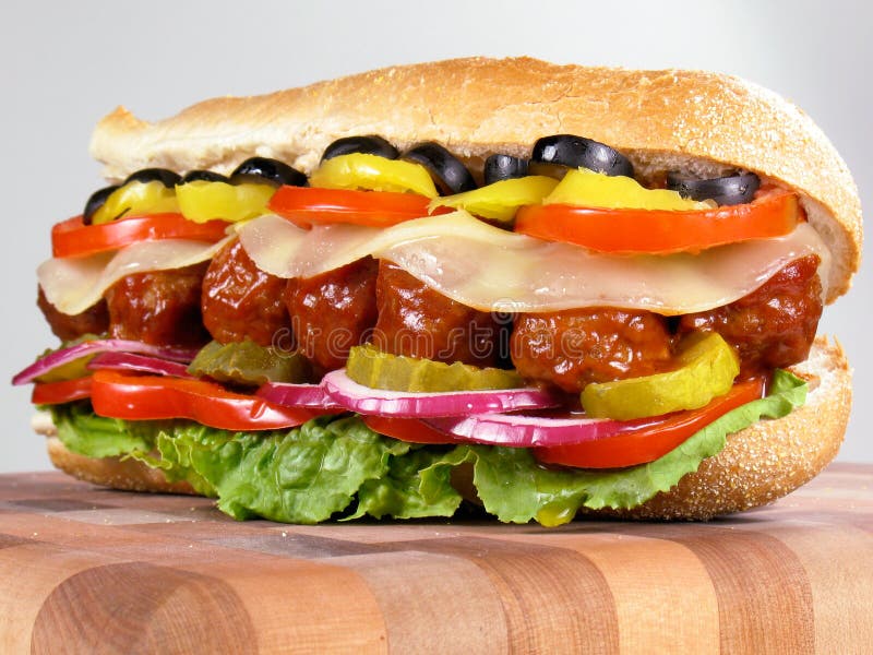 Meatball Sub Sandwich stock photo. Image of pepper, balls - 6978104