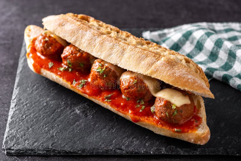 Meatball sub sandwich stock image. Image of beef, food - 221476117