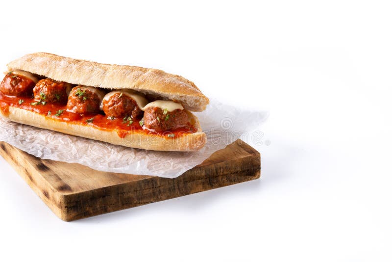 Meatball Sub Sandwich Isolated on White Background Stock Photo - Image ...
