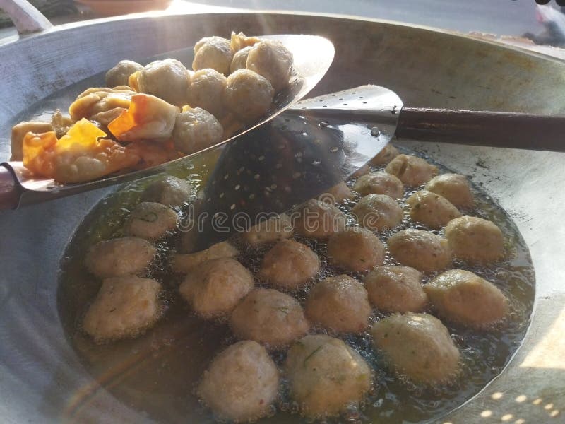 Meatballs or Dumplings that are Being Fried. Stock Photo - Image of ...