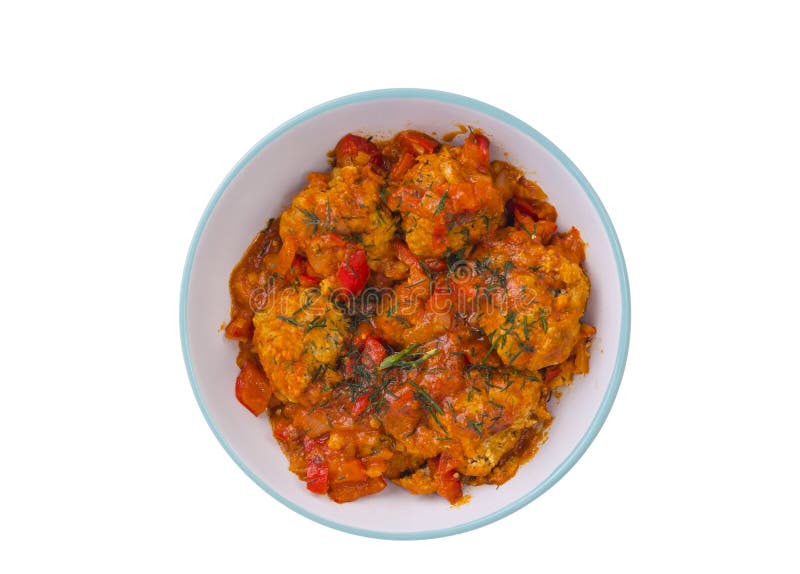 Meatballs Meat, Fish in Tomato Sauce with Vegetables. Stock Image ...