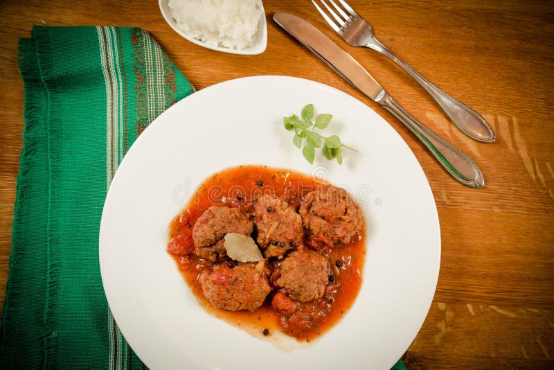 Meatballs on a plate stock image. Image of marinade, balls - 82733315