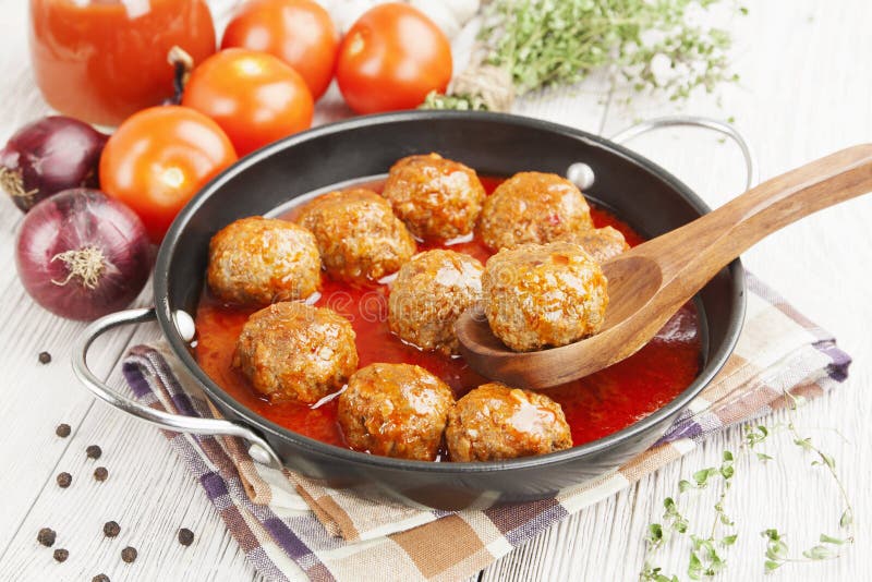Meatballs on the table stock photo. Image of roasted - 66683330