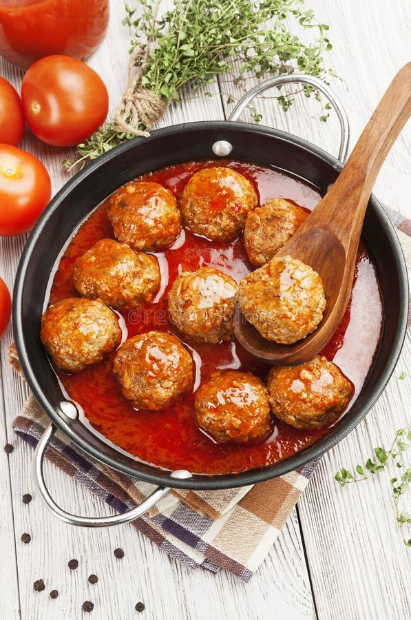 Meatballs on the table stock photo. Image of food, lamb - 66683334