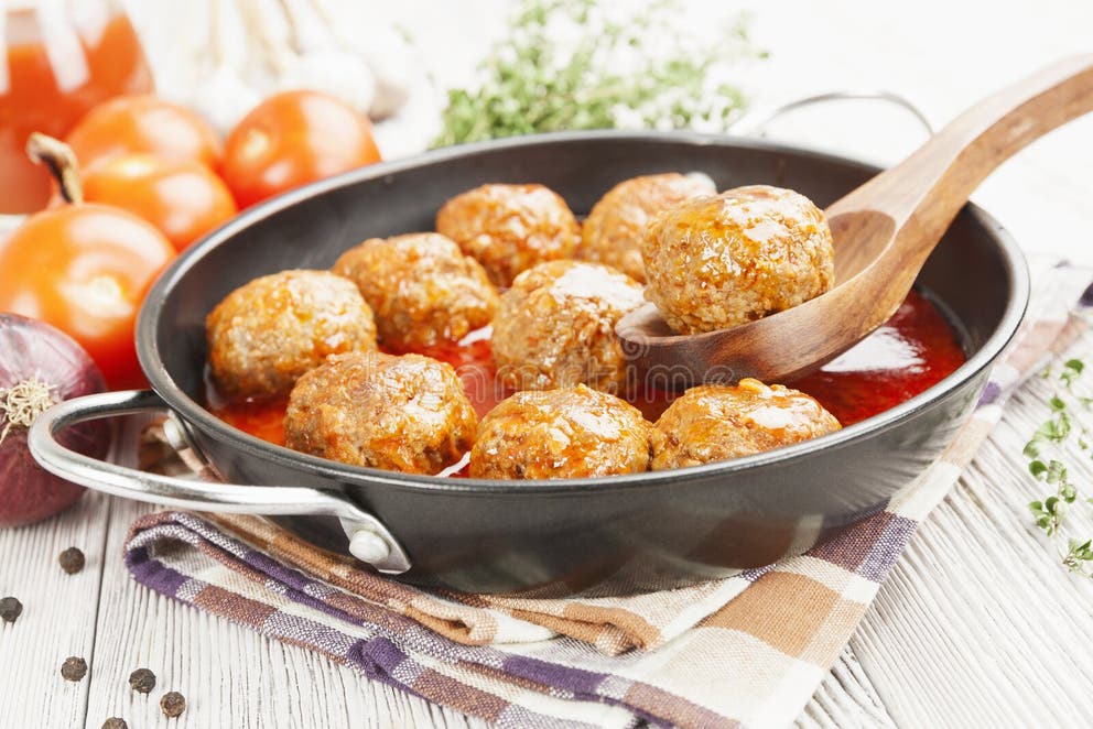 Meatballs on the table stock photo. Image of glass, dinner - 66683338