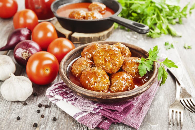 Meatballs on the table stock image. Image of lamb, orange - 66683361