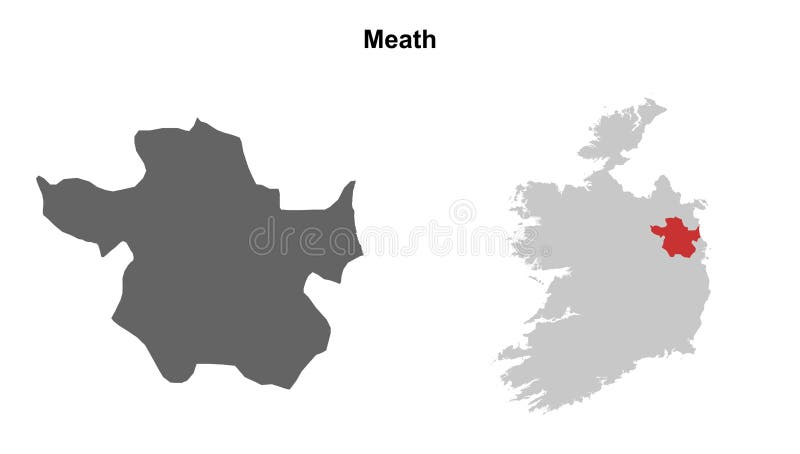 Meath outline map stock vector. Illustration of outline - 378870203