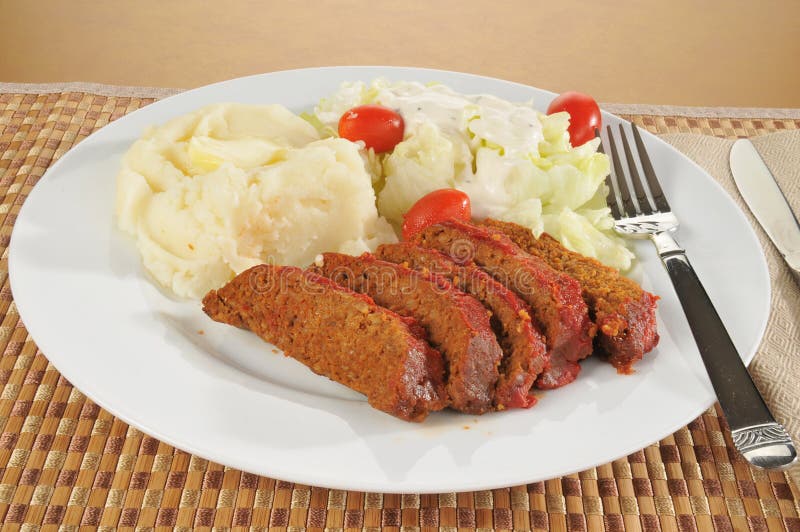 Meatloaf dinner stock image. Image of food, meat, cherry - 23648373