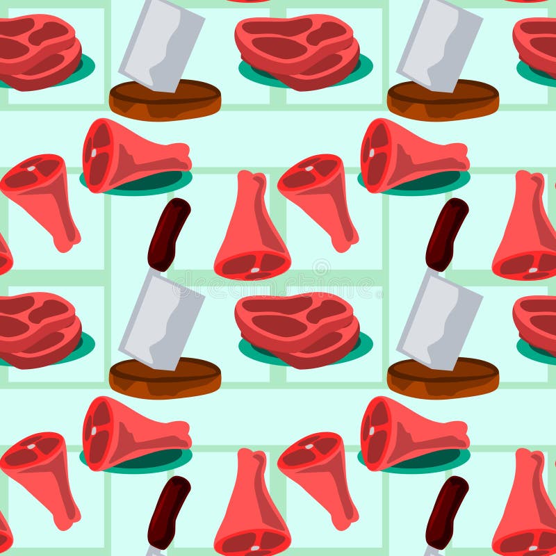 Meats Seamless Background Design Stock Illustration - Illustration of ...
