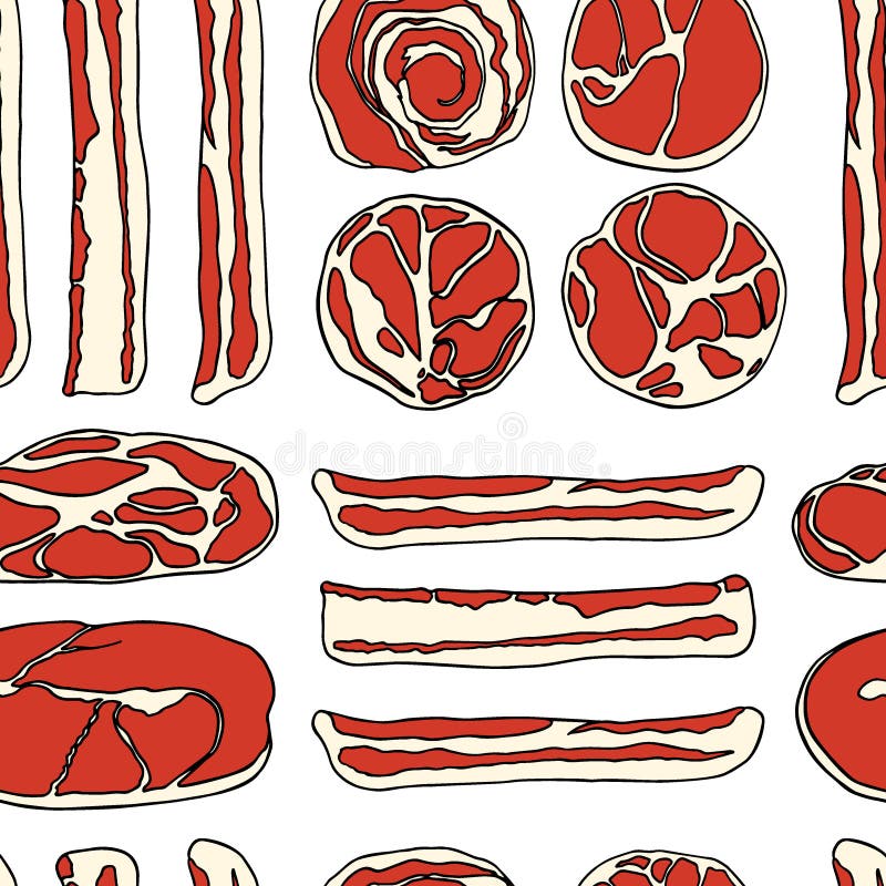 Meats seamless pattern stock vector. Illustration of bacon - 84435931