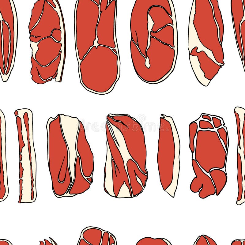 Meats seamless pattern stock vector. Illustration of print - 85259389