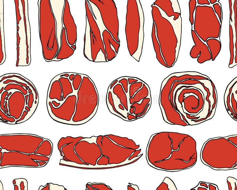 Meats seamless pattern stock vector. Illustration of meal - 85263572