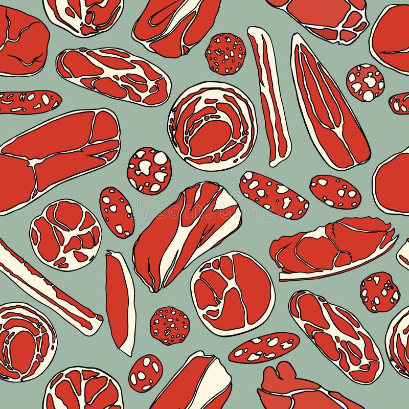 Meats Seamless Pattern Stock Vector Illustration Of Butcher 86510912
