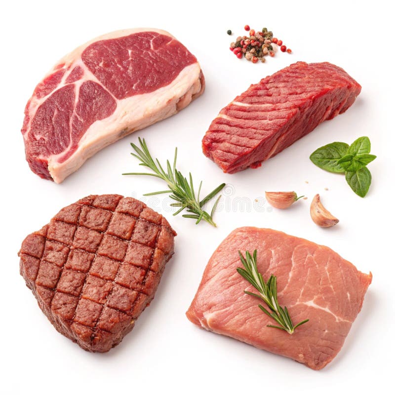 Meats on white background stock illustration. Illustration of styling ...