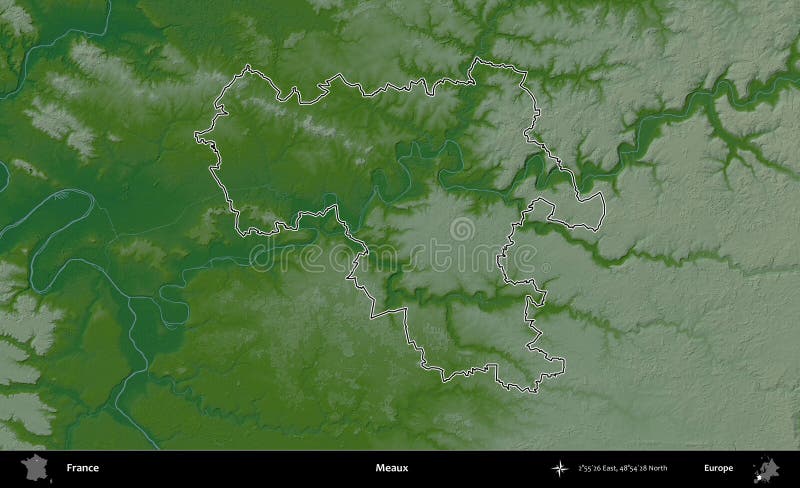 Meaux Outlined, France. Physical Stock Image - Image of cartography ...