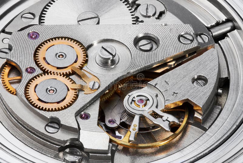 Mecanismo Del Reloj Con Los Engranajes Foto de archivo - Imagen de ...