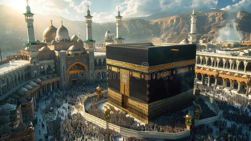 Mecca landscape on kaaba stock illustration. Illustration of ...