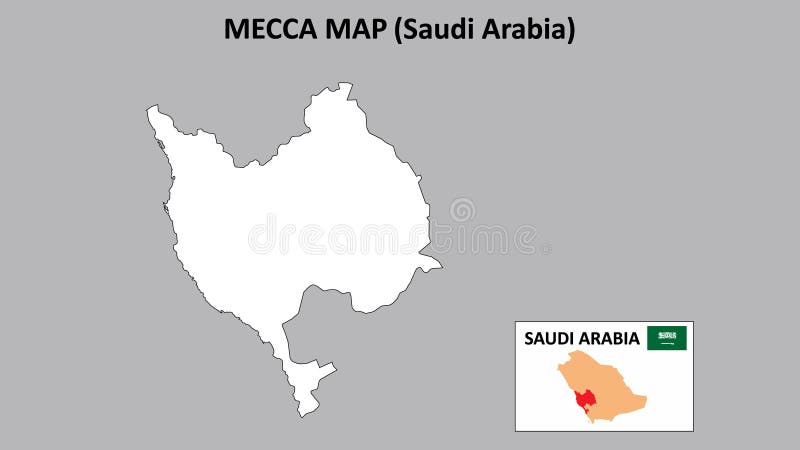 Mecca Map.Mecca Map Saudi Arabia with White Background and Line Map ...