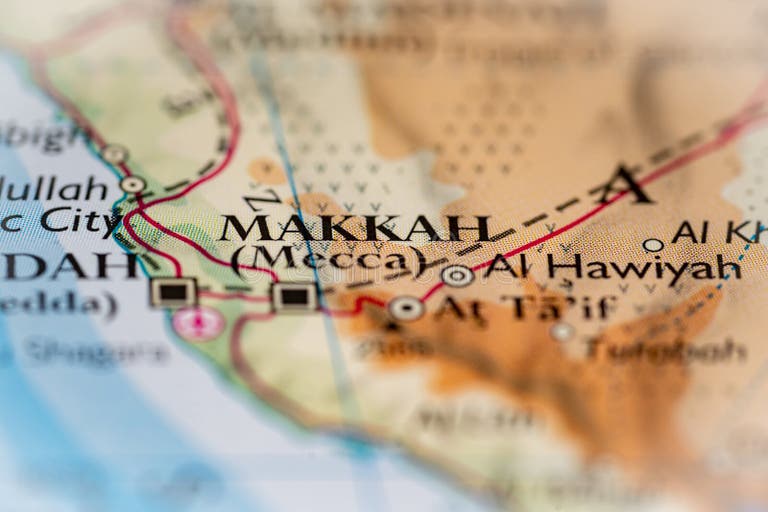 Mecca, Saudi Arabia Highlighted on a World Map Stock Photo - Image of ...