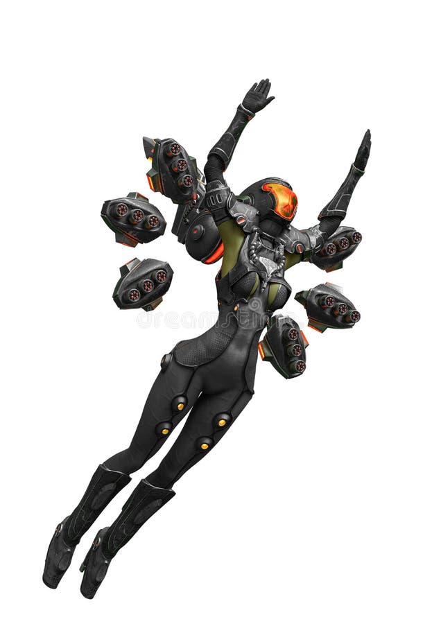 Mech girl flying up stock illustration. Illustration of mech - 169704870