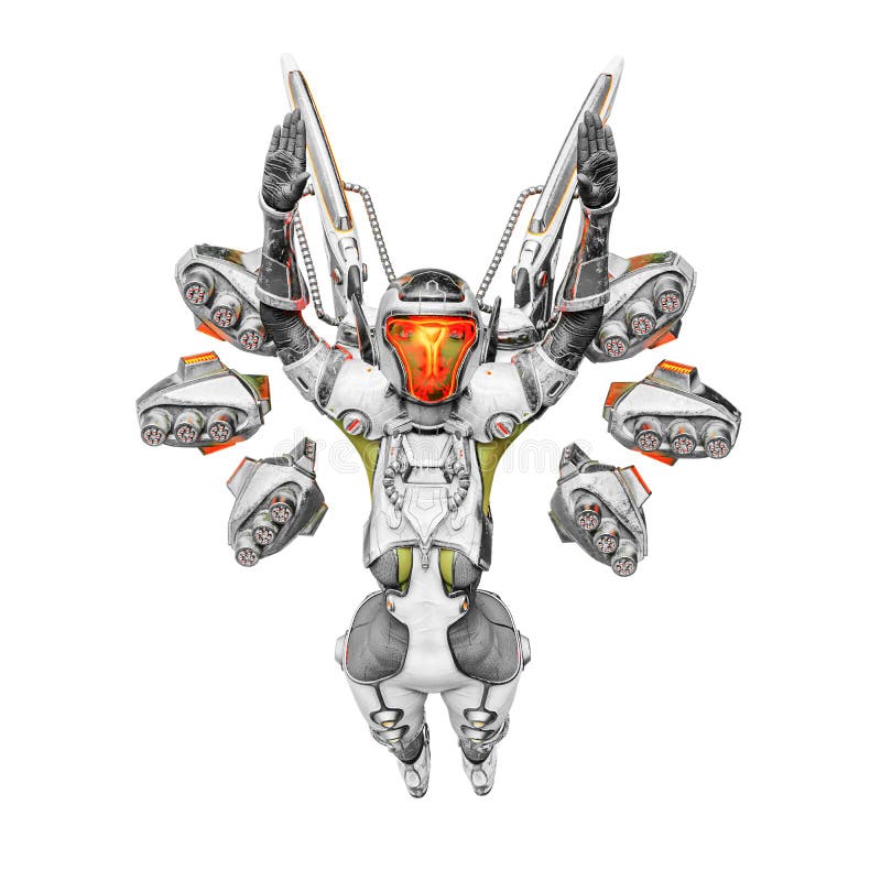 Mech girl jumping stock illustration. Illustration of pilot - 173251139