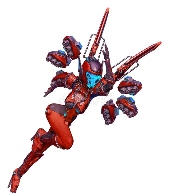 Mech girl running stock illustration. Illustration of pilot - 176744263