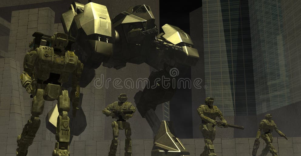 Mech walker stock illustration. Illustration of render - 7023108
