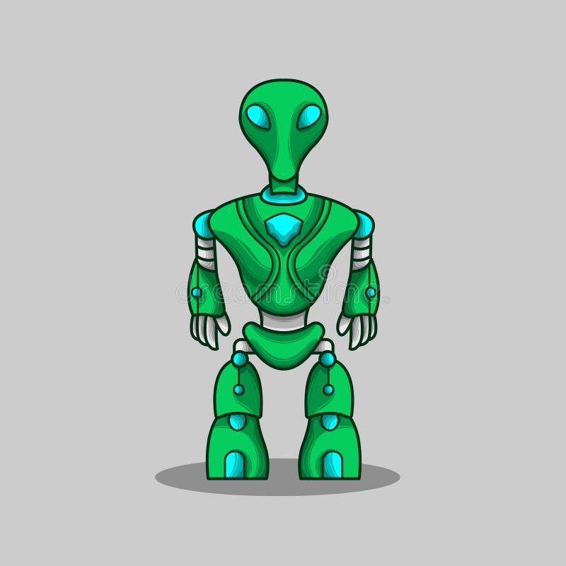 Green Alien Humanoid Robot Mascot Stock Vector - Illustration of ...